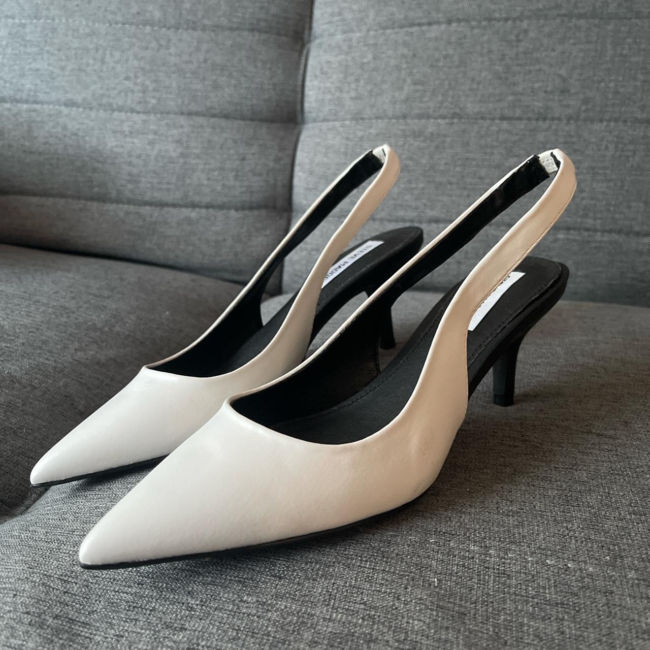 Steve Madden White Kitten Heeled Shoes - White... - Depop