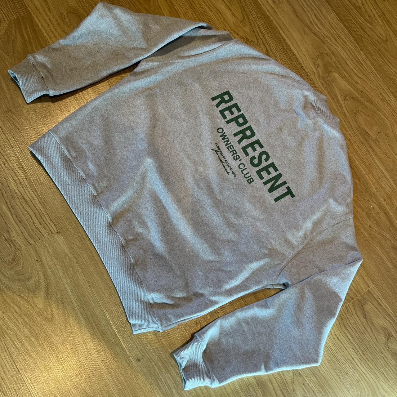Represent Owners Club sweater Grey and green... - Depop