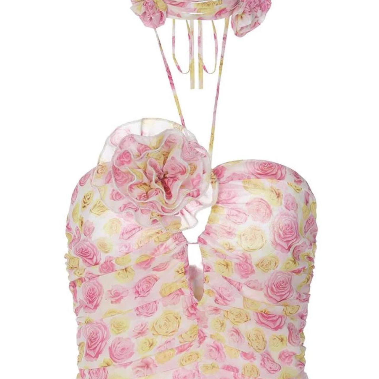 juicici sexy halter neck off shoulder floral cami... - Depop