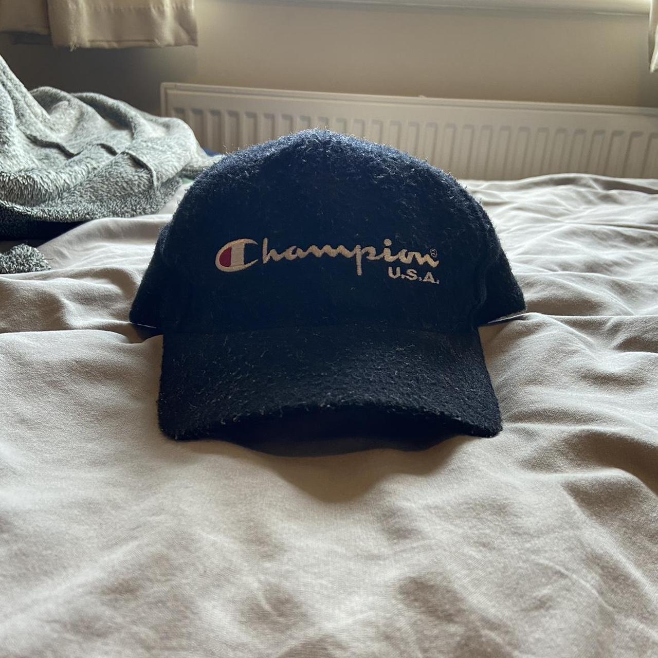Champion Men's Black Hat | Depop