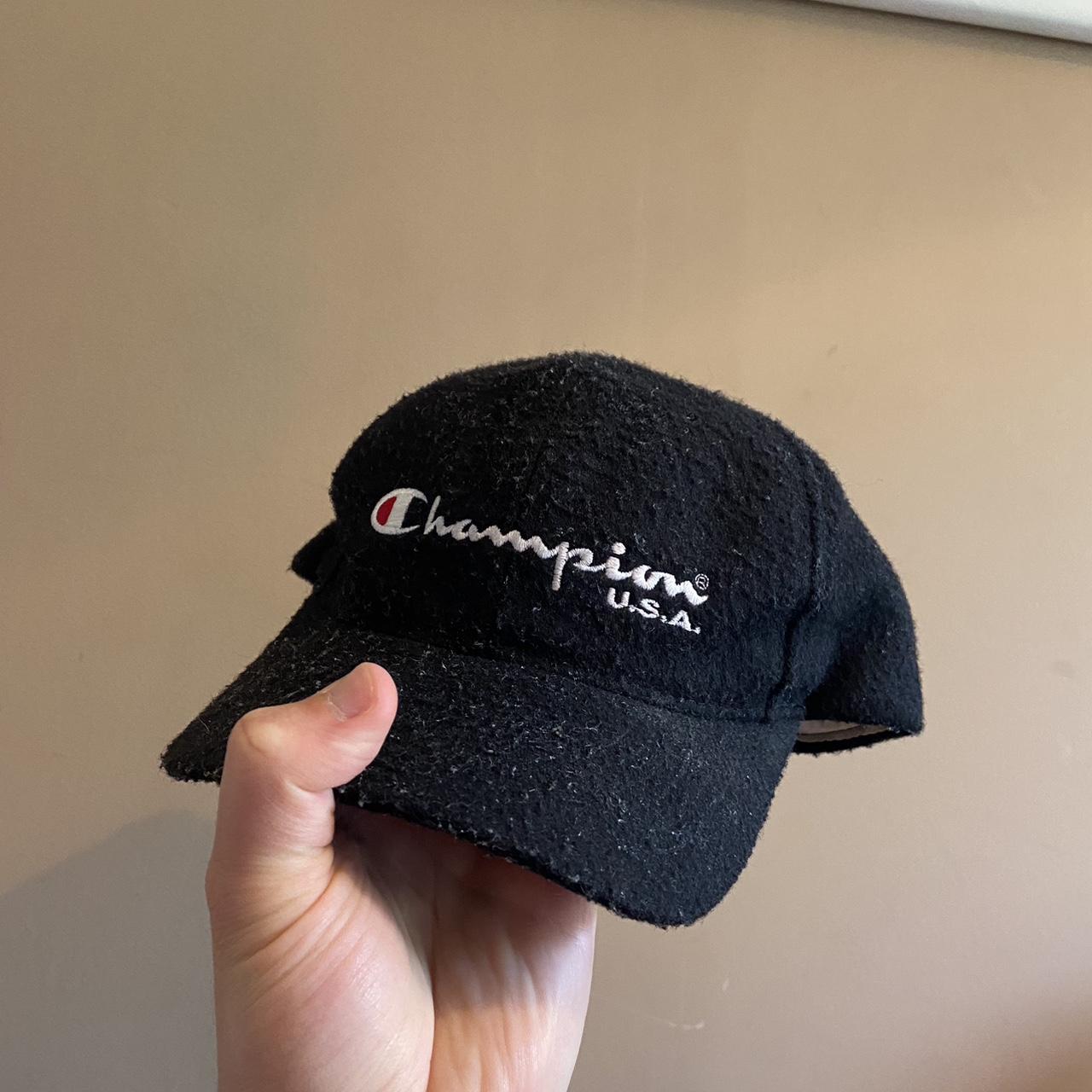 Champion Men's Black Hat | Depop