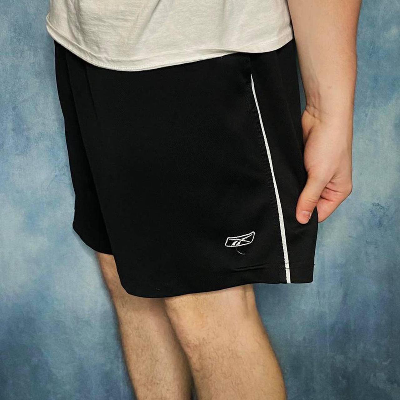 Vintage Black Reebok Shorts White Logo Y2K Great... - Depop