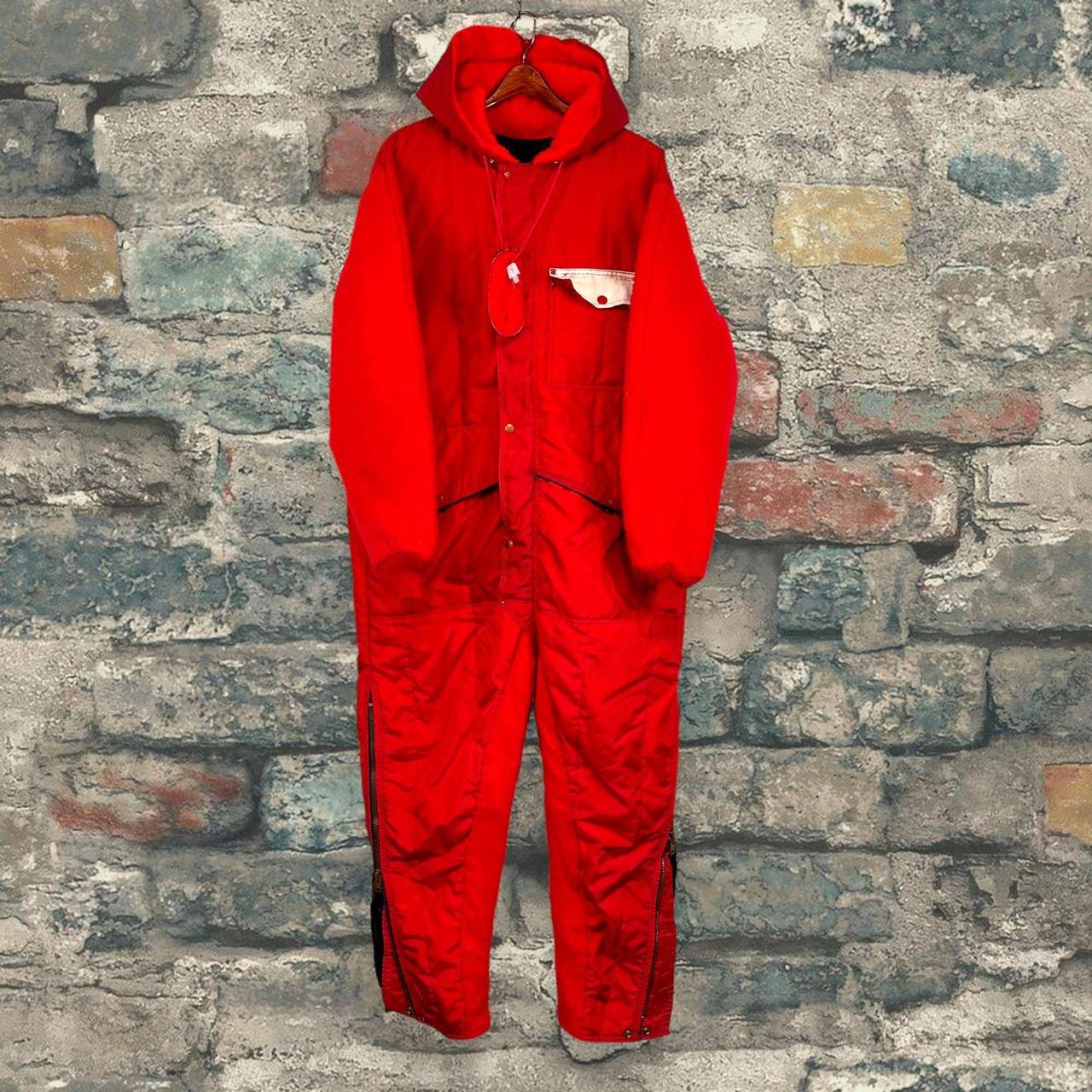 True Vintage Coveralls Crimson Red Snow Suit... - Depop