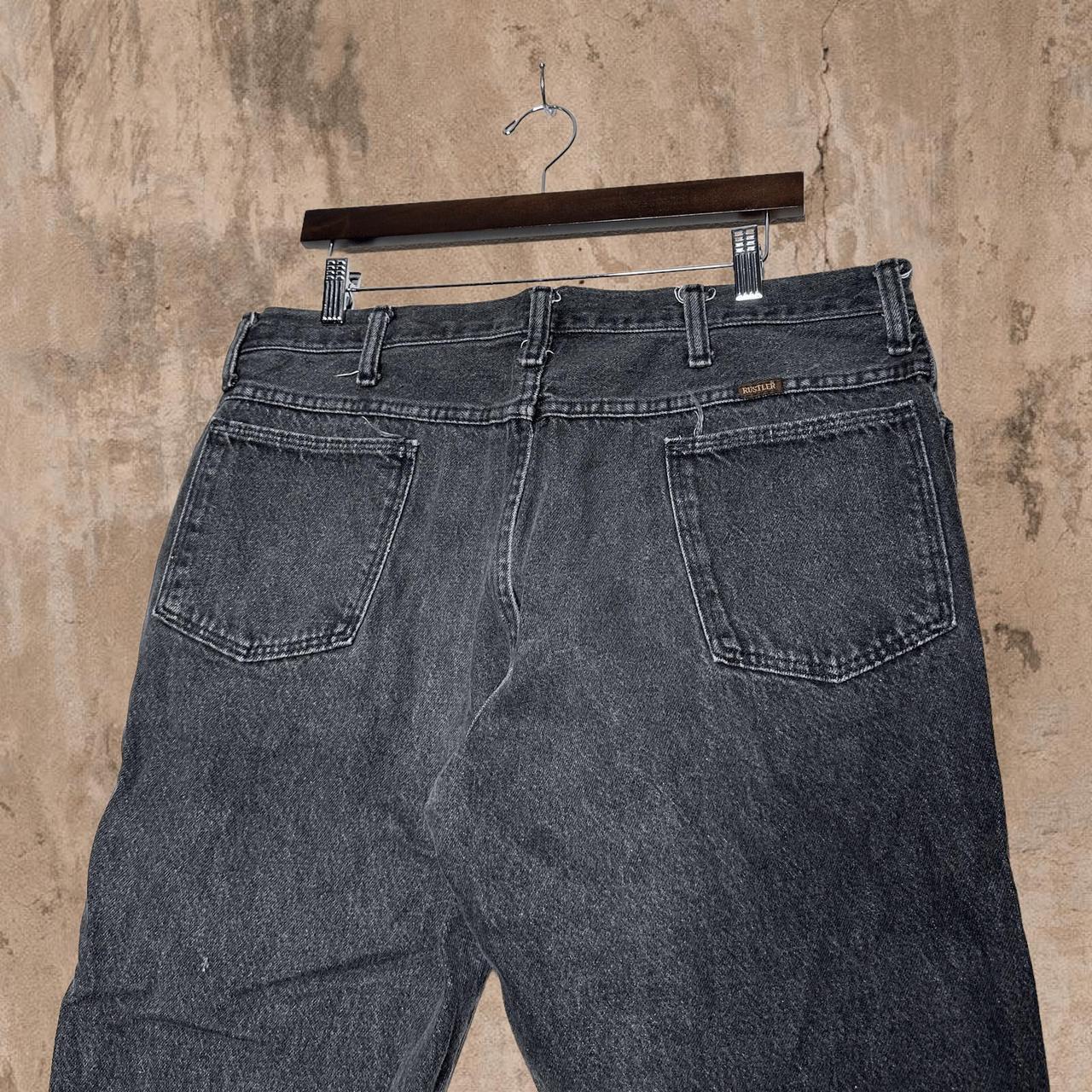 Vintage Faded Black Rustler Work Jeans Straight Fit... - Depop