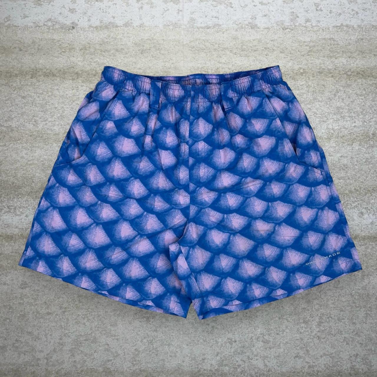 Columbia Shorts Crazy Fish Scales Pattern Purple... - Depop