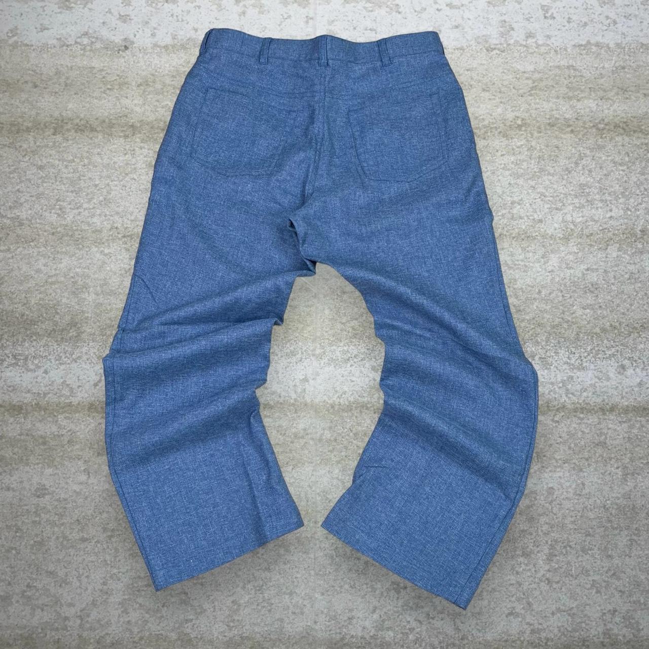 Vintage Slate Blue Dress Pants Flat Front Baggy Fit... - Depop