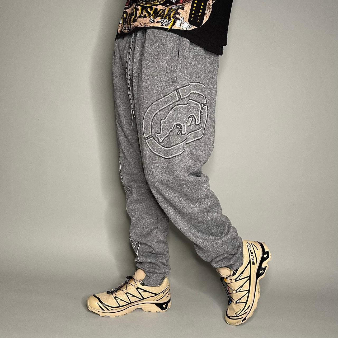 Ecko Joggers Grey Cotton Sweatpants White Skate /... | Depop