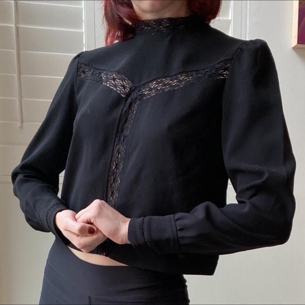 really classy long sleeve goth blouse with a subtle... - Depop