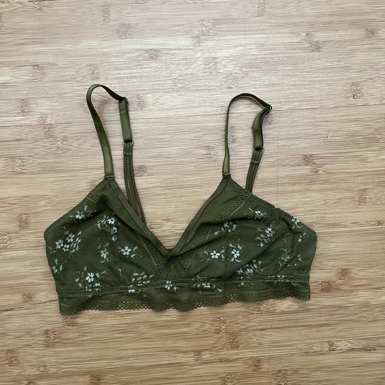 green whimsy floral lace bralette with adjustable... - Depop