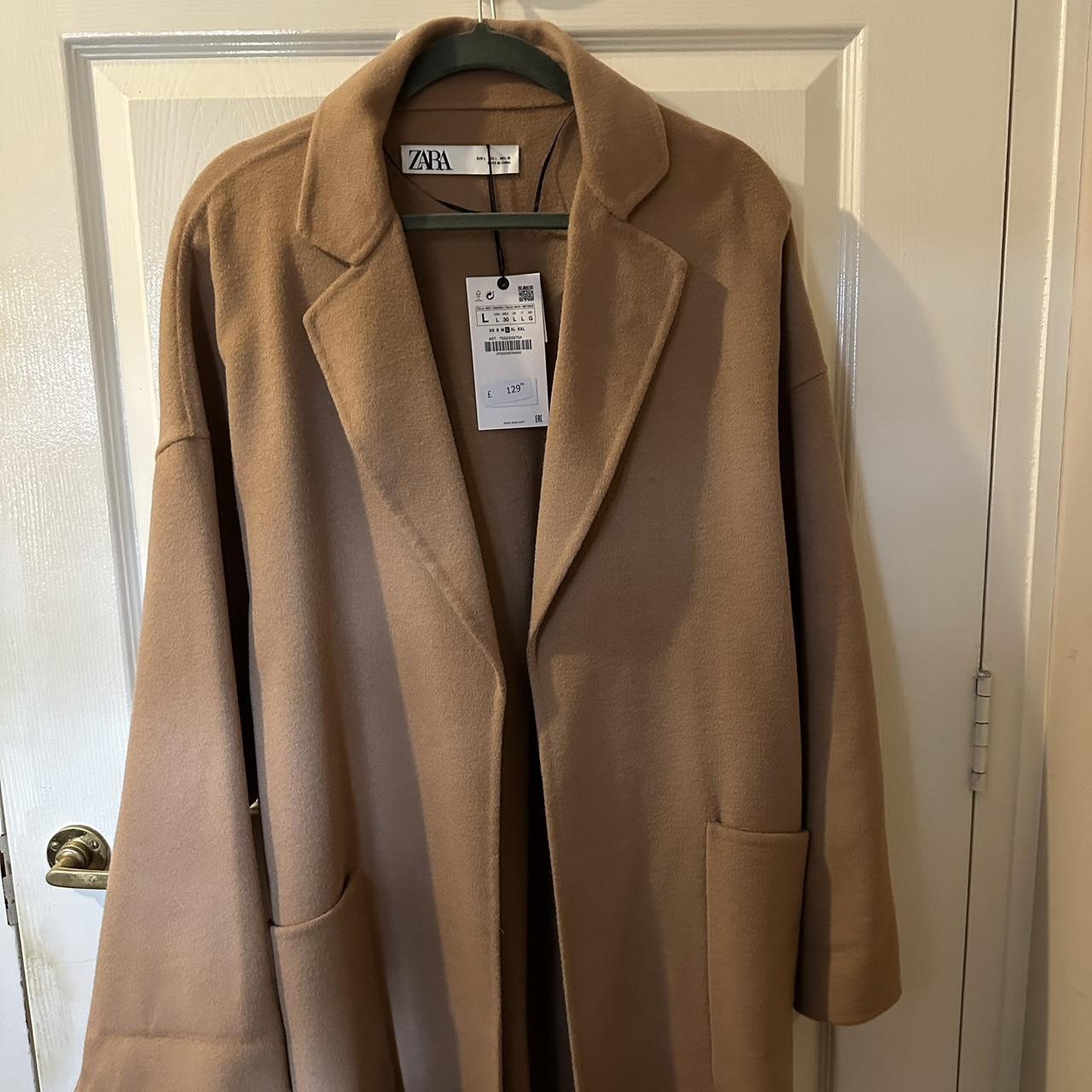 Zara brown long wool coat. Tag is still on.... - Depop