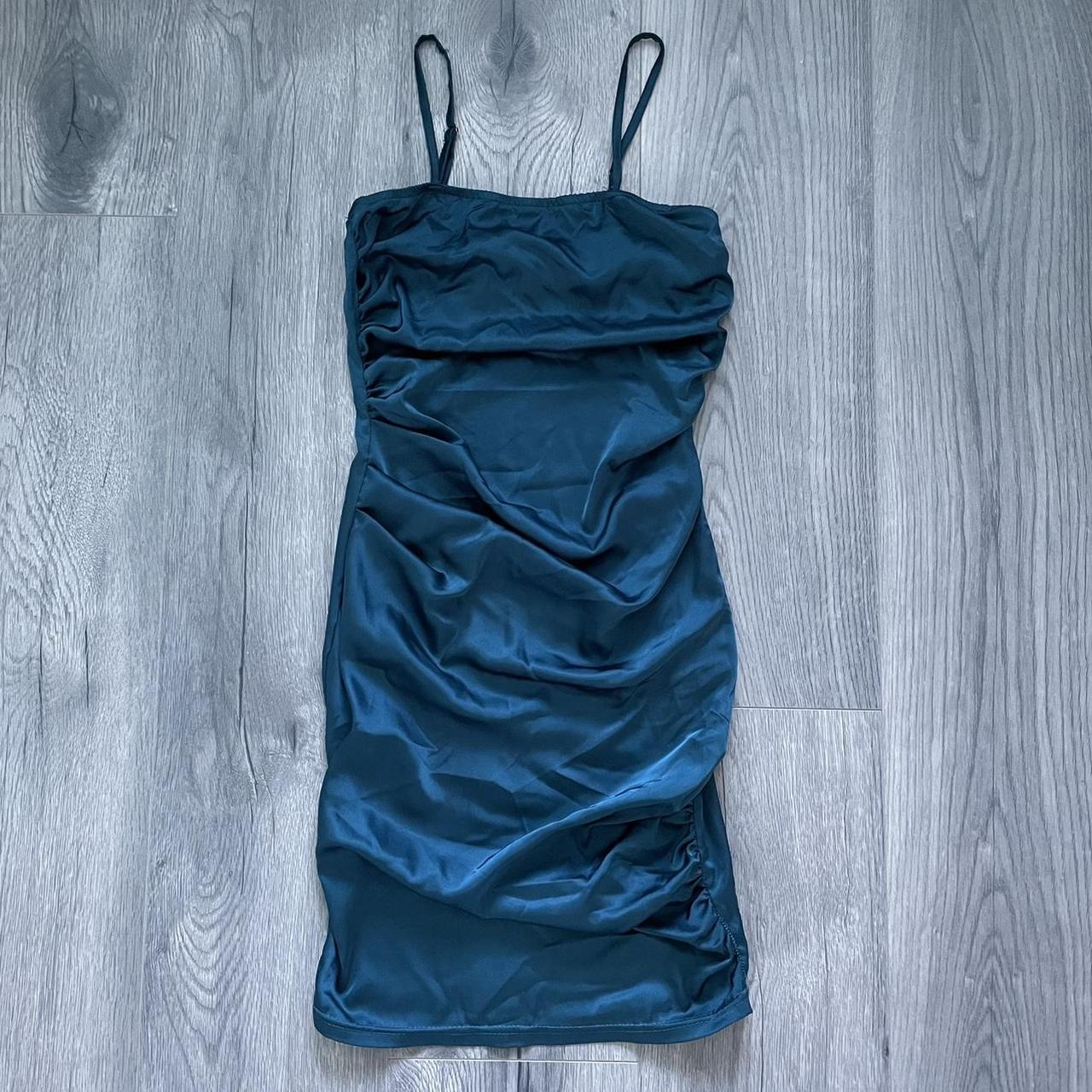 Swampy Blue satin dress, size 6 (although very tight... - Depop
