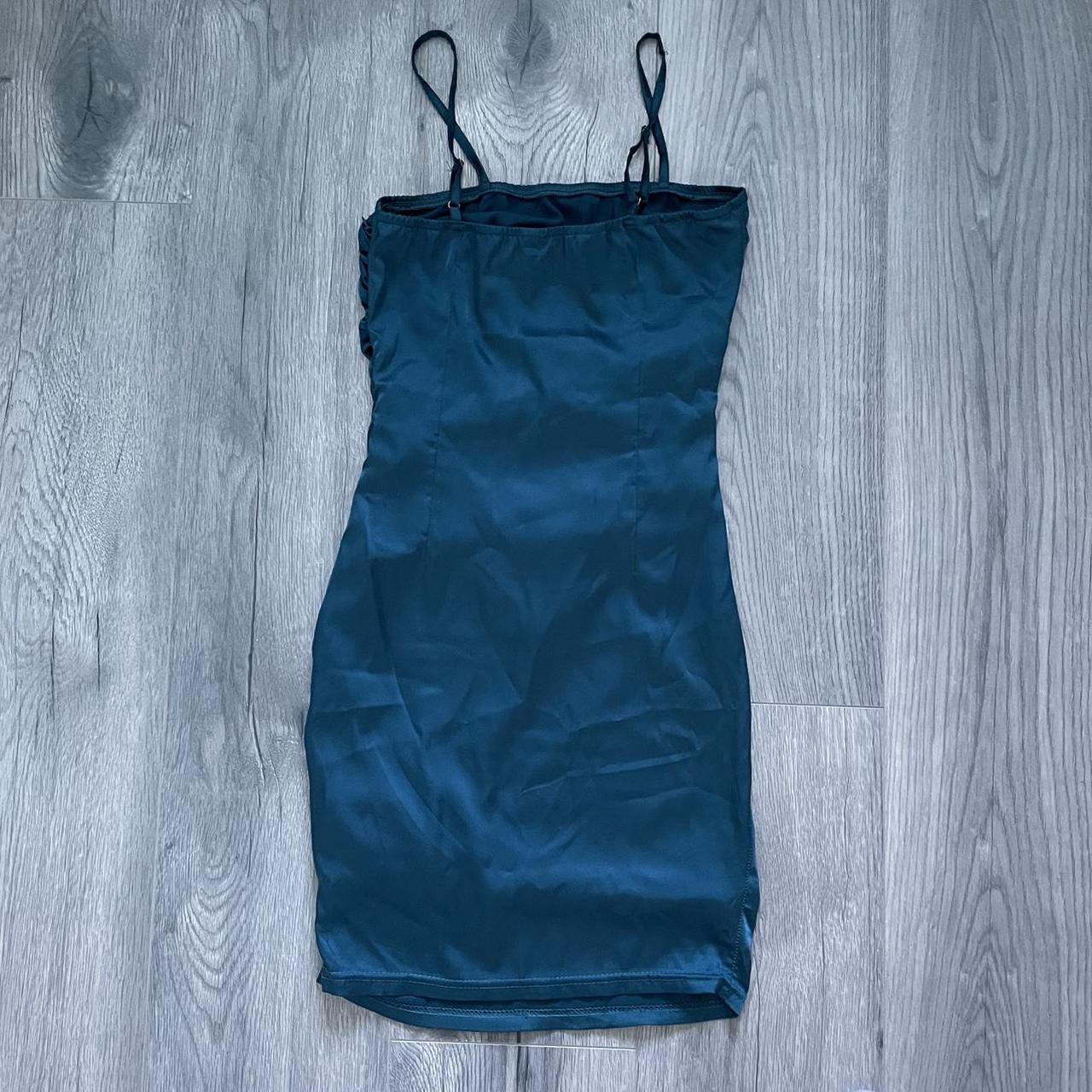 Swampy Blue satin dress, size 6 (although very tight... - Depop
