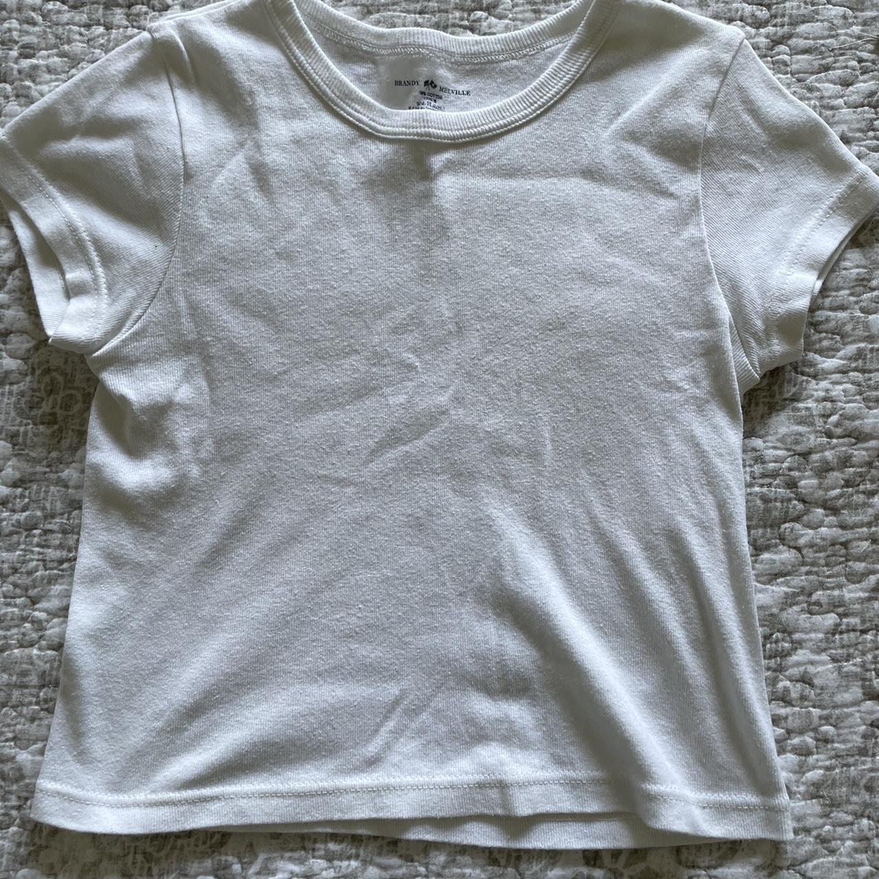 brandy melville basic white crop top perfect... - Depop