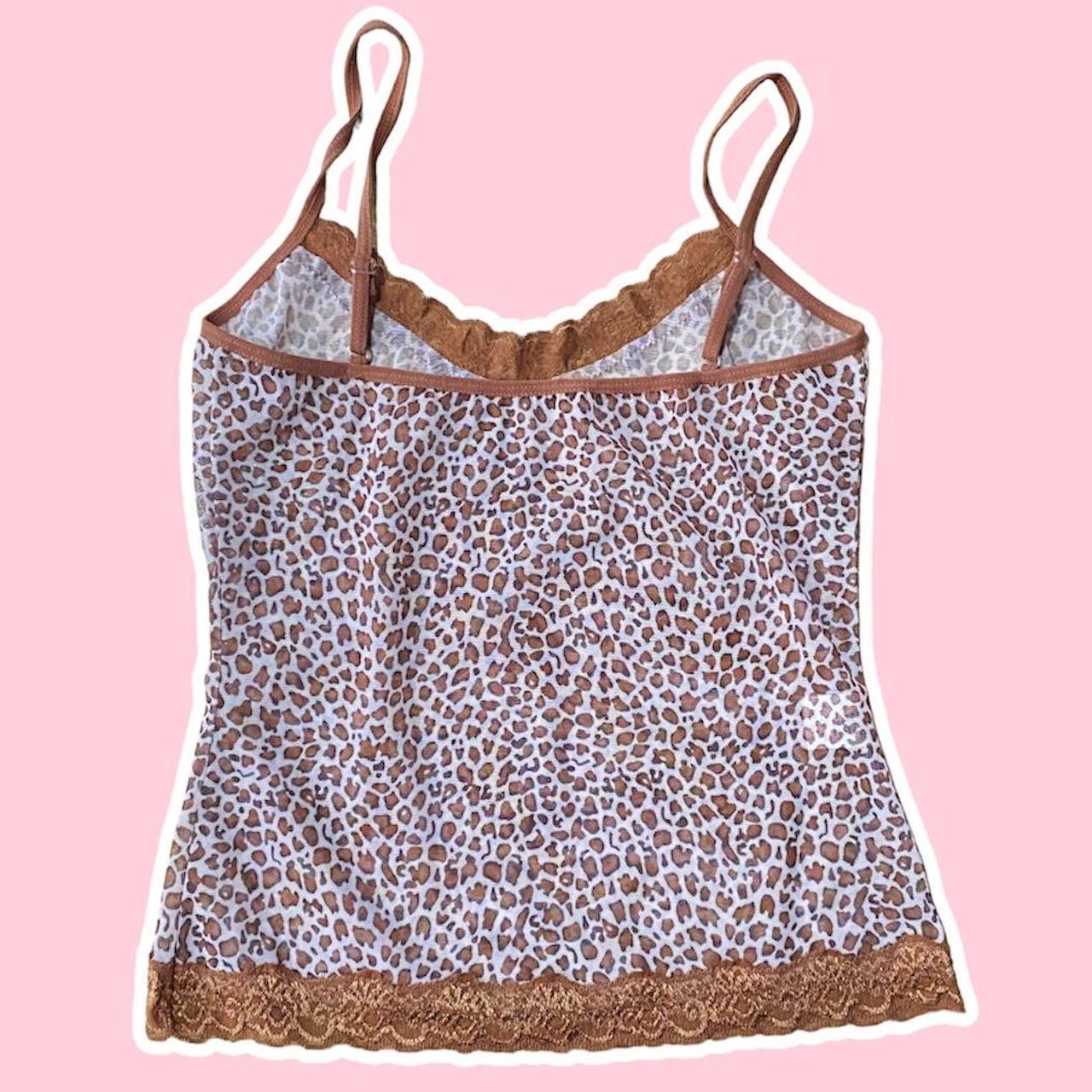 Leopard print mesh cami top Cute semi-sheer cami... - Depop