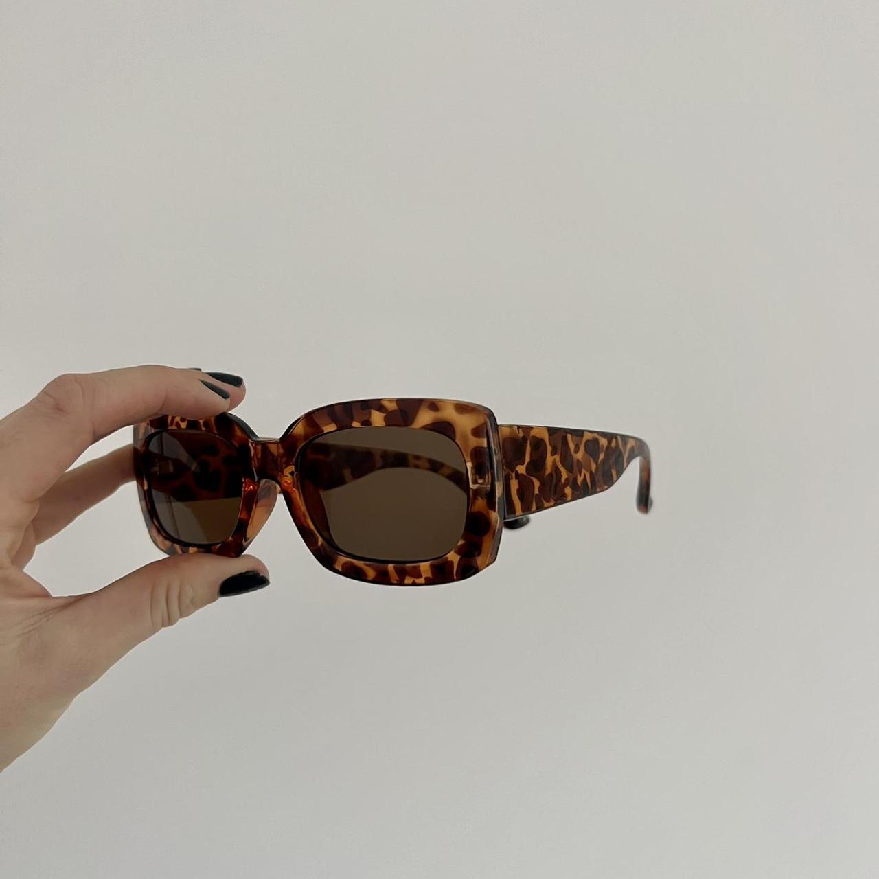 Rectangular tortoise shell sunglasses In perfect... - Depop