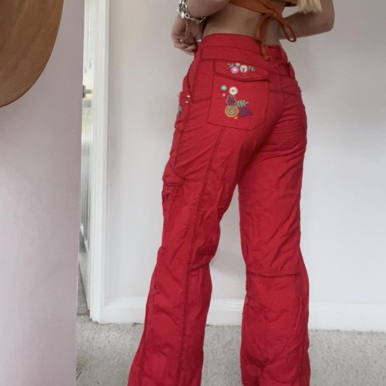 Red low rise cargo trousers !! These are absolutely... - Depop