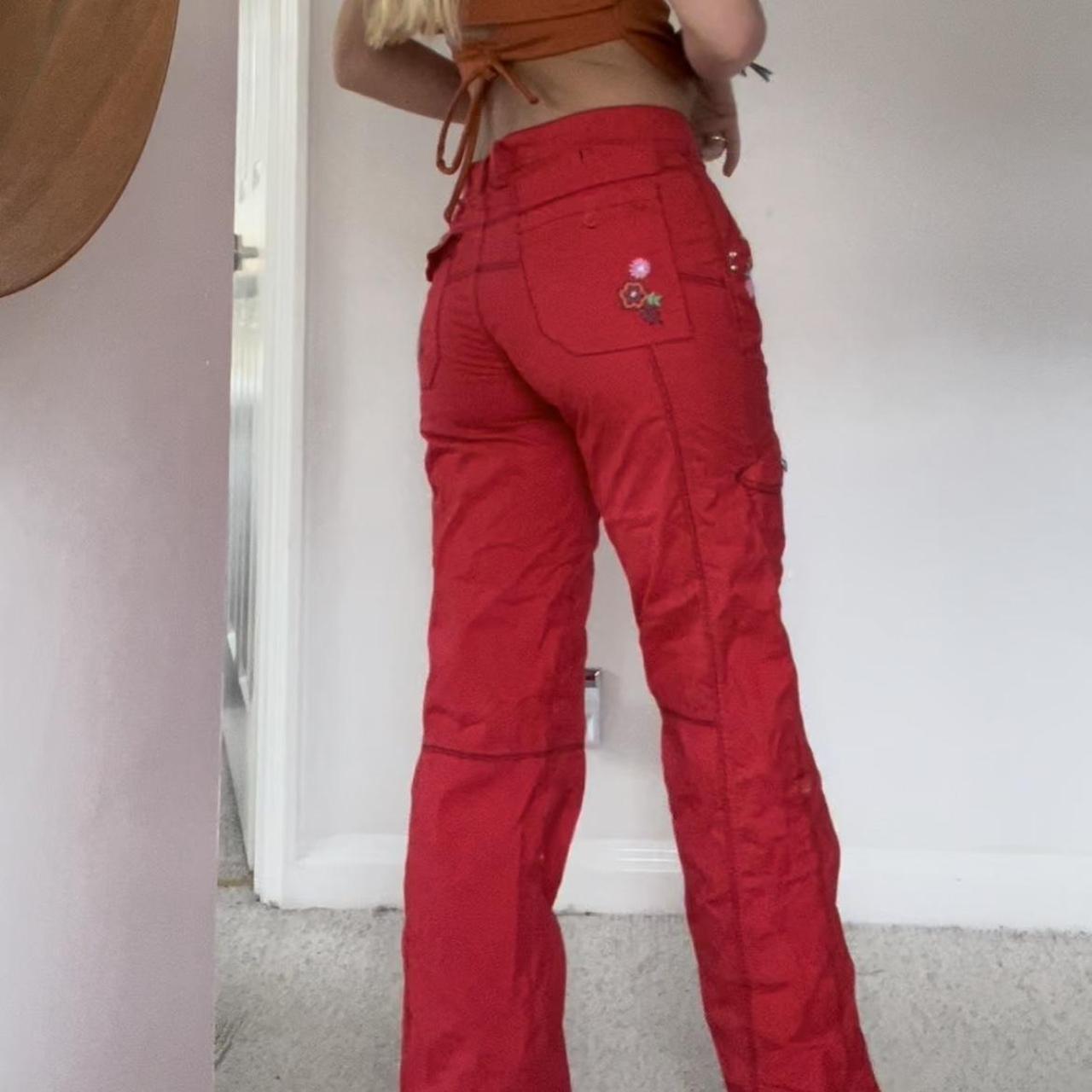 Red low rise cargo trousers !! These are absolutely... - Depop
