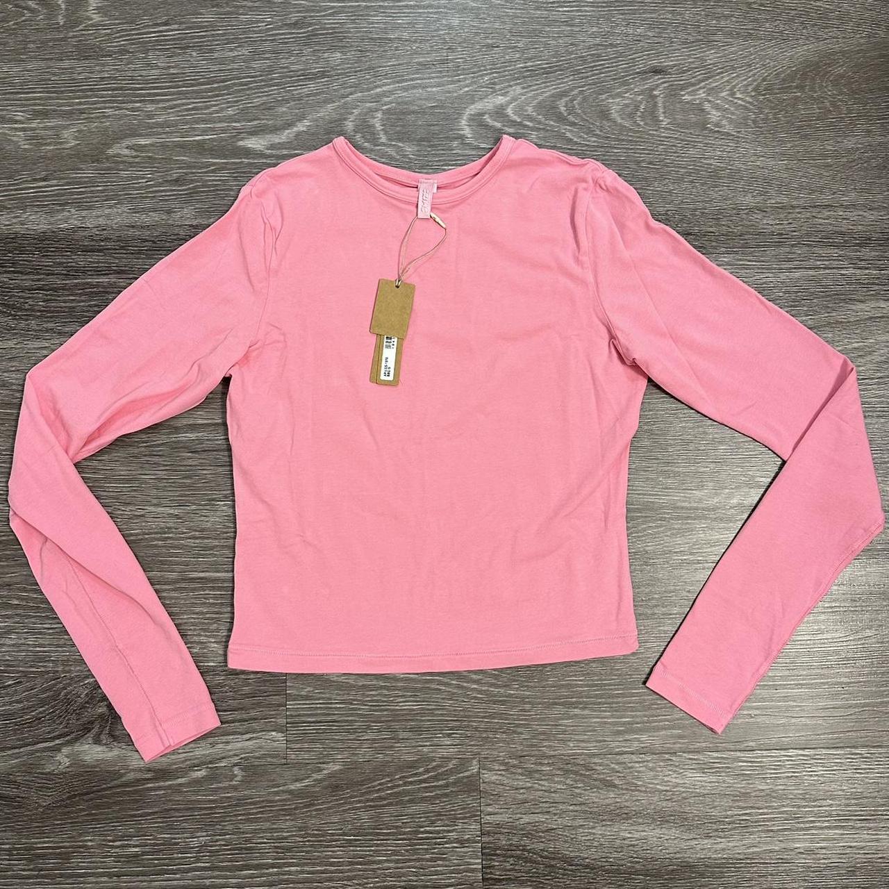 Skims New Vintage Long Sleeve T Shirt Bubblegum Size... - Depop
