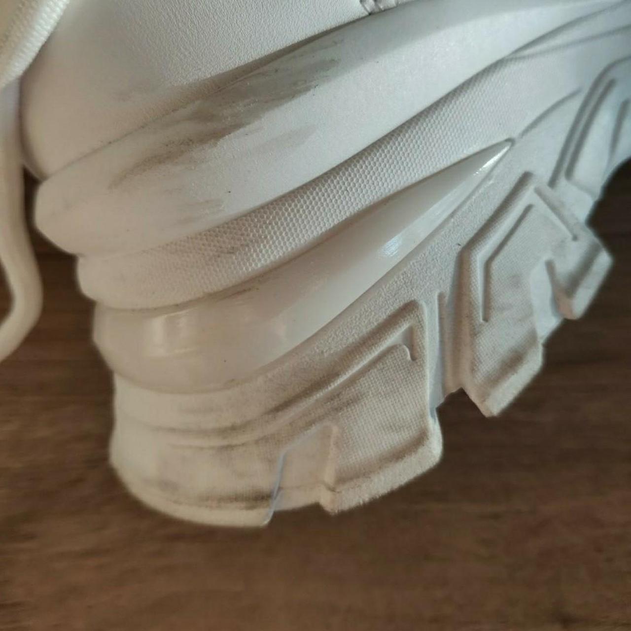 Sick chunky 90s white platform trainers. Labelled as... - Depop