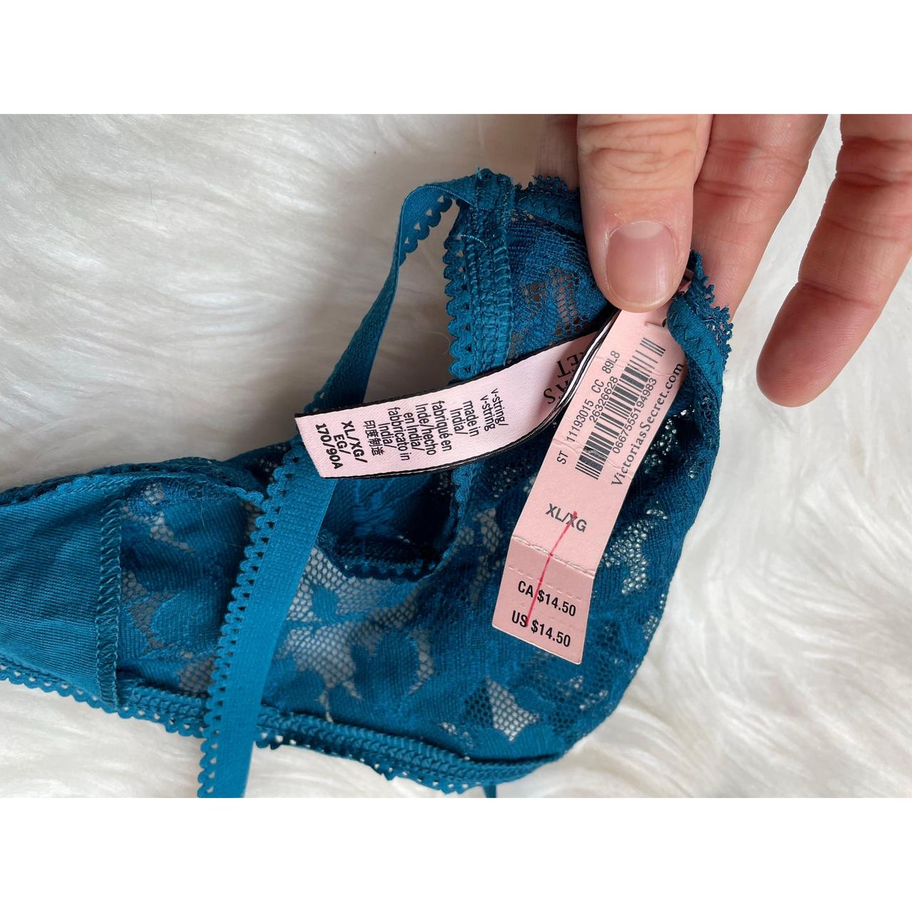 Victoria Secret V String Blue Lace Thong Nwt Size Xl Depop
