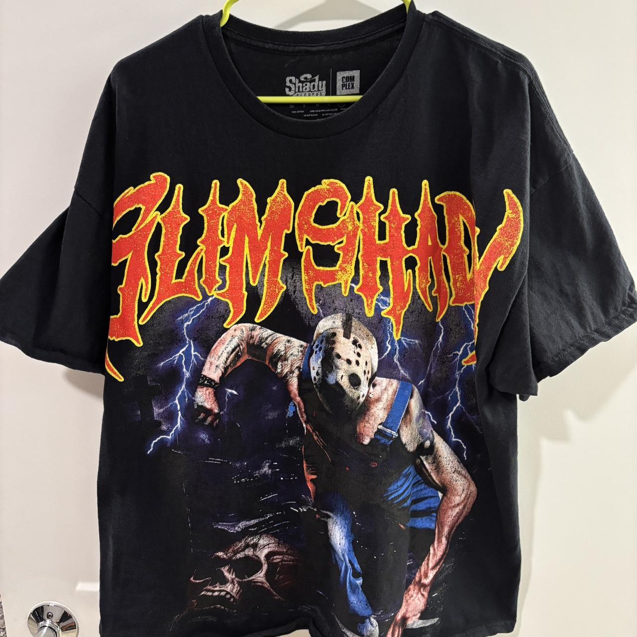 Black and red Slim Shady Complex collab graphic tee... - Depop