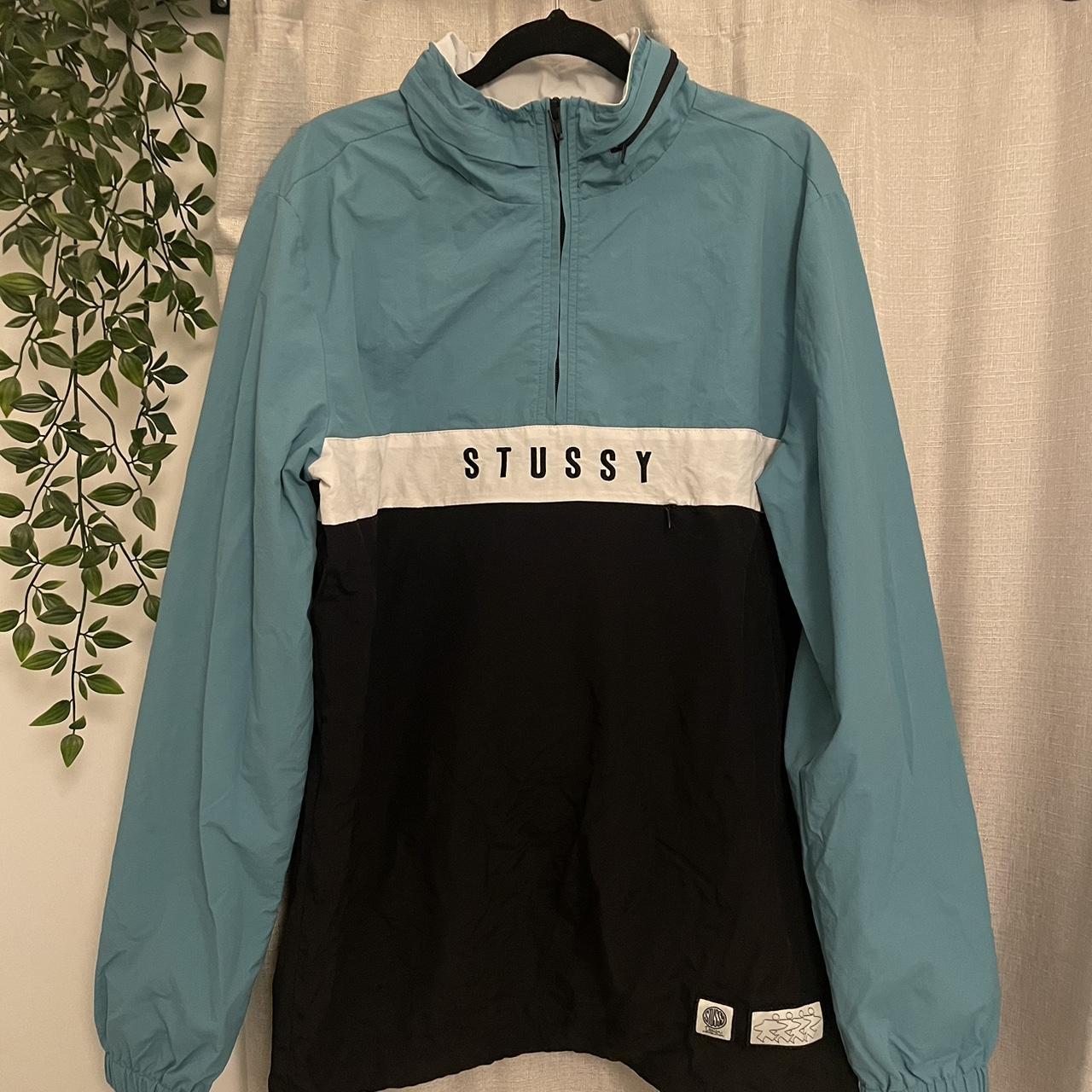 Small stussy quarter zip rain jacket (barely worn) - Depop