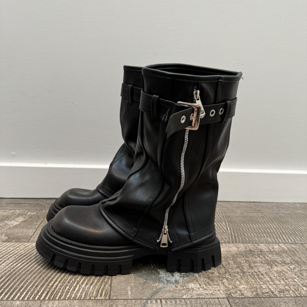 Unworn leather fold over boots size 10 - Depop