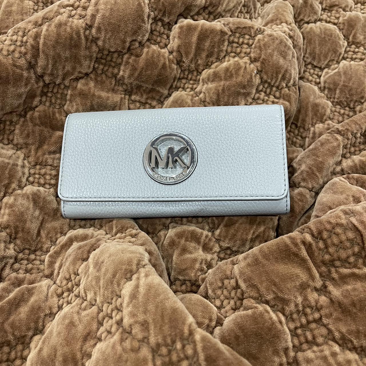 Michael Kors grey monogram wallet with silver... - Depop