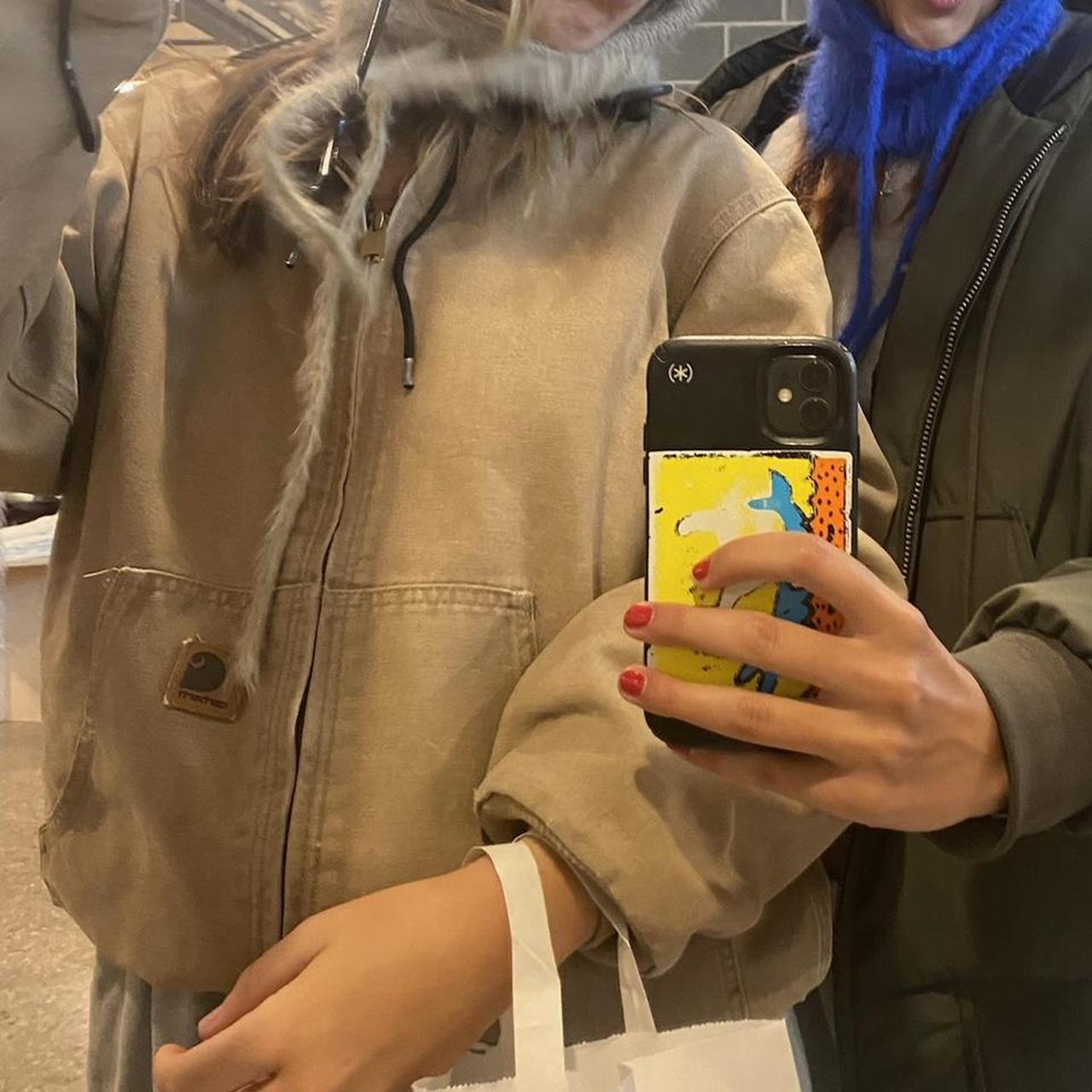 Carhartt mens hooded cream active jacket🌌🌌 Size... - Depop