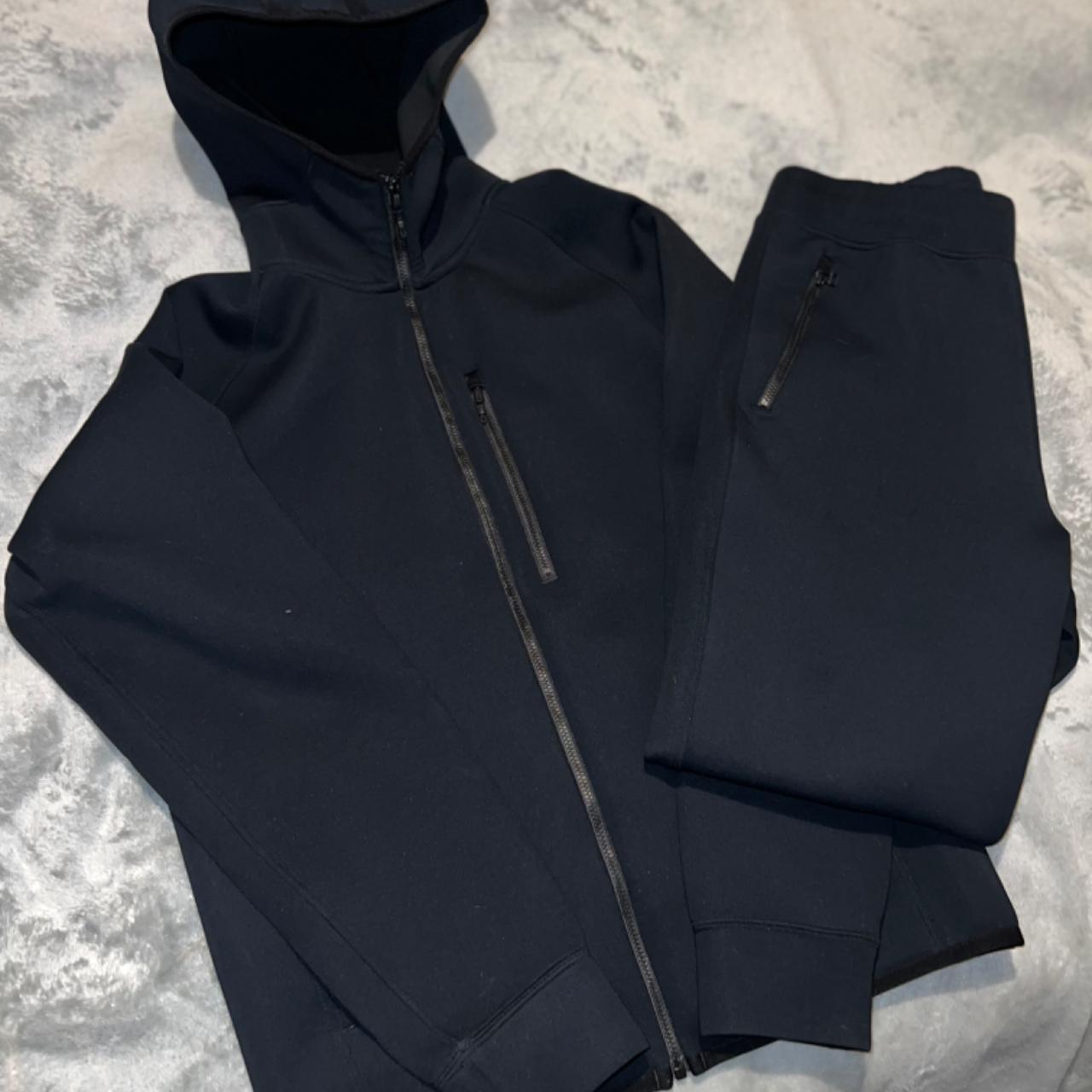 Uniqlo Dry sweat black tracksuit size medium Very... - Depop