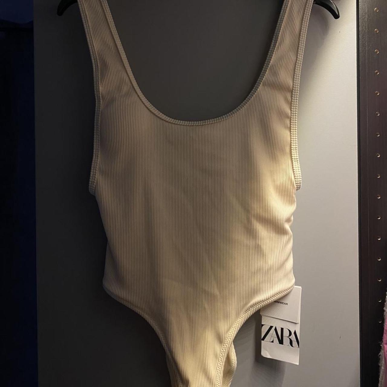 Zara swim wear, ribbed low back swimsuit Size small... - Depop
