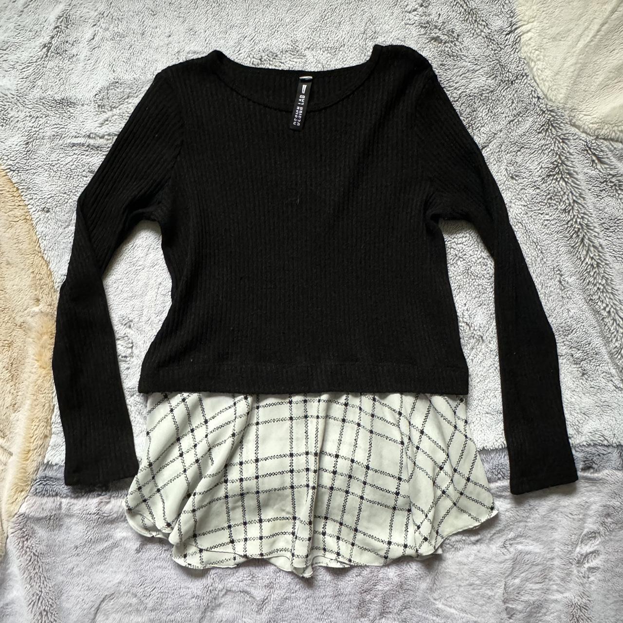 design lab knit shirt with attached flowy shirt.... - Depop