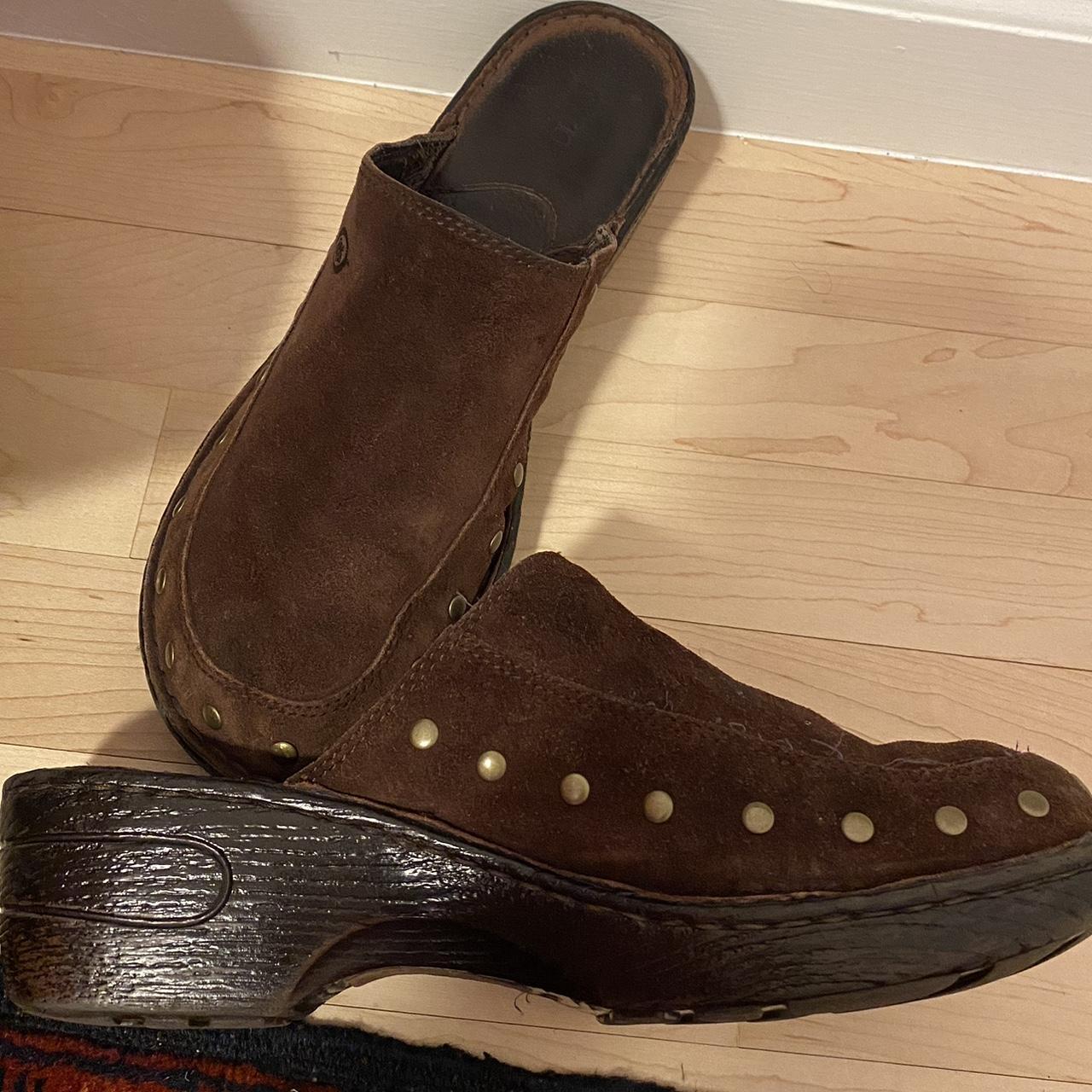 Vintage Born women’s brown clogs with beautiful gold... - Depop