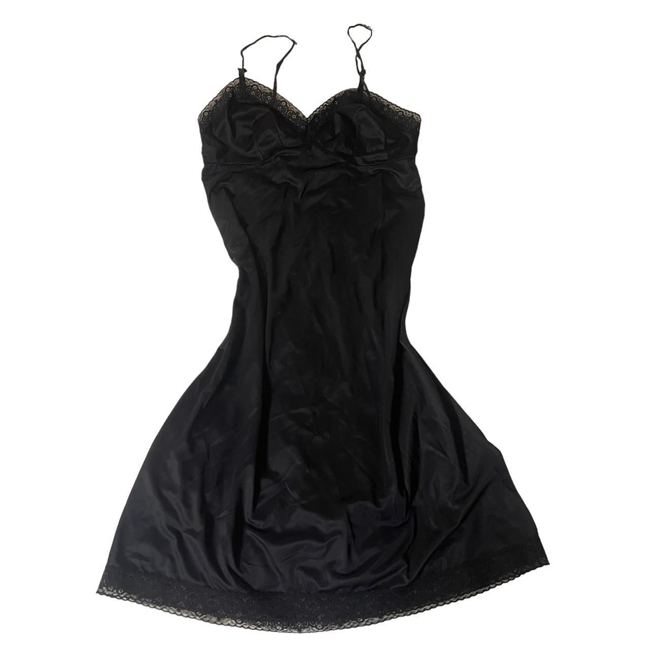 the black silk lace slip dress!! size - small - Depop