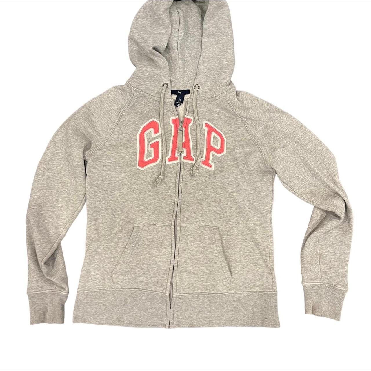 the grey and pink gap zip up hoodie!! size - small - Depop
