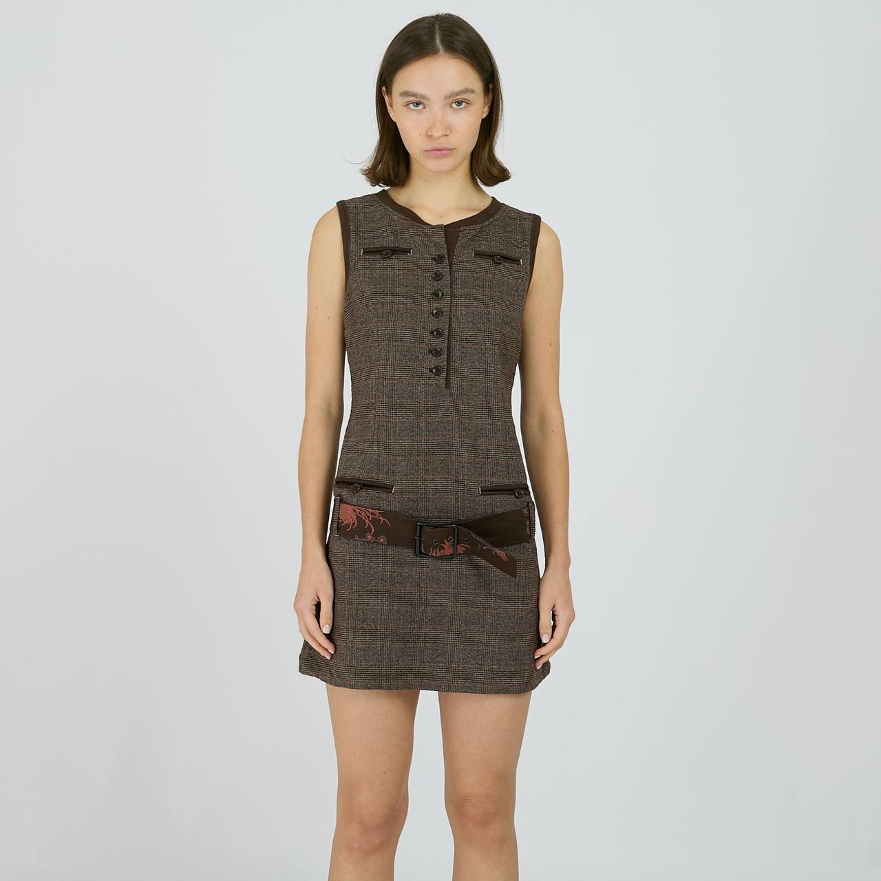 Cop Copine tweed pattern mini dress with a removable... - Depop