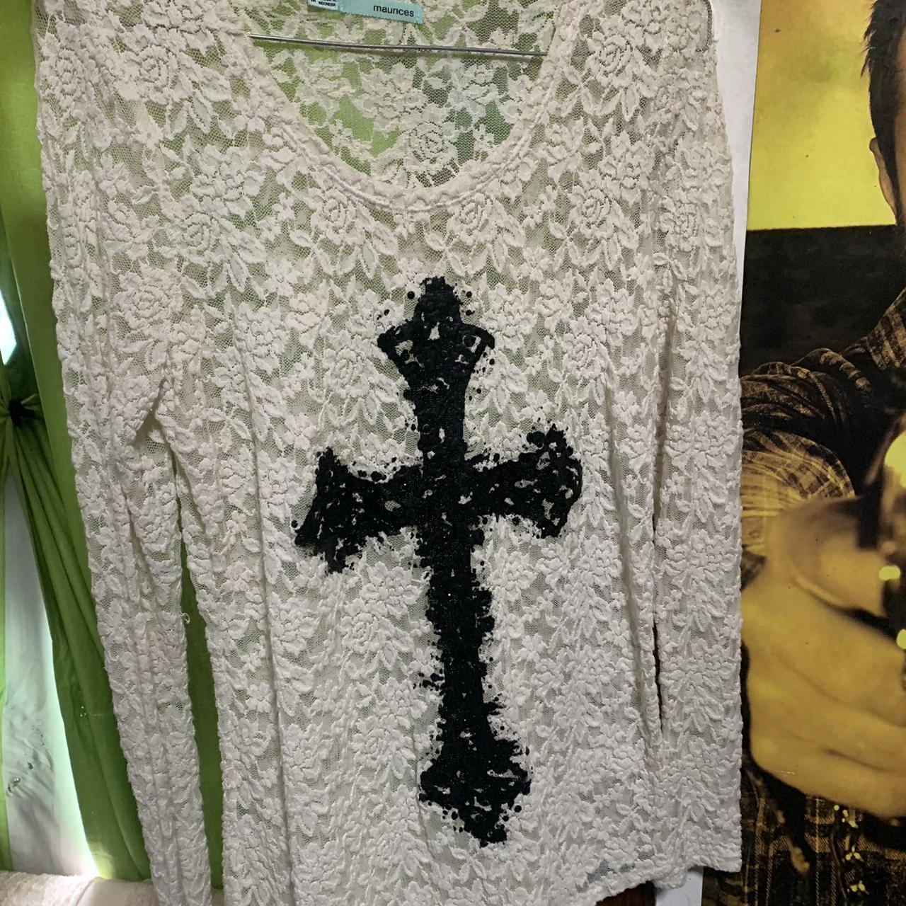 Sheer cross top Medium whimsigoth , hex , witch ,... - Depop