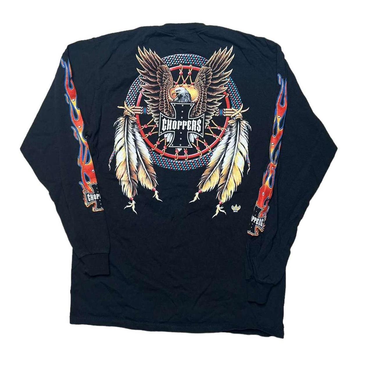 1990s Vintage Native American Choppers Flame Sleeves... - Depop