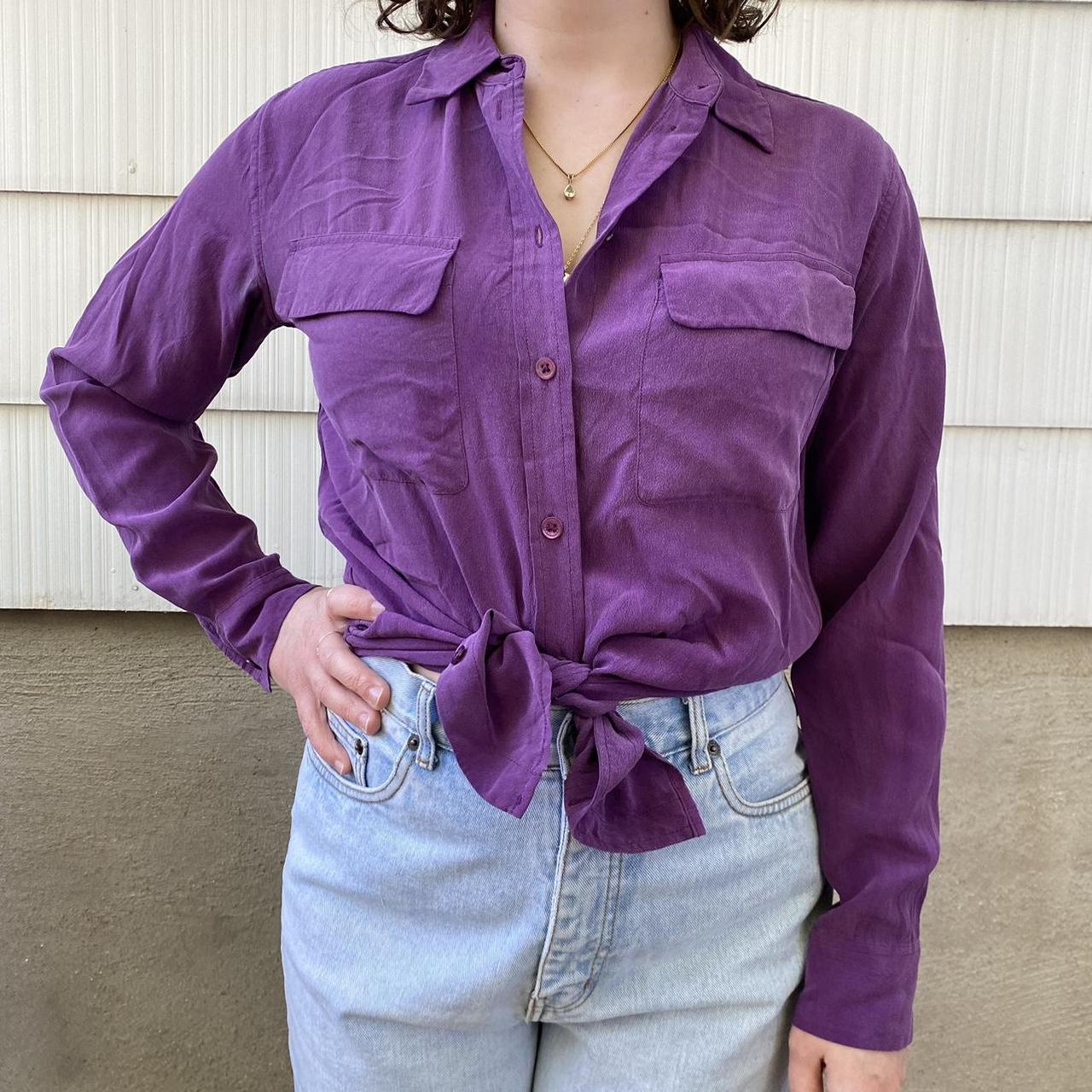 EQUIPMENT SILK BUTTON UP This beautiful purple... - Depop