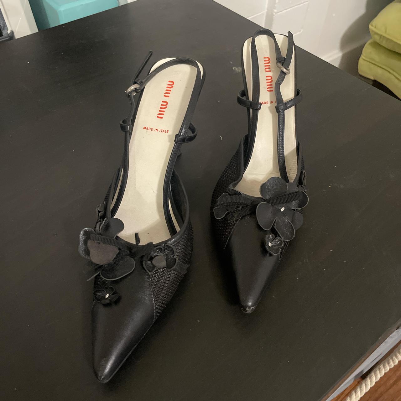 Authentic Miu miu kitten heels but the sole was... - Depop