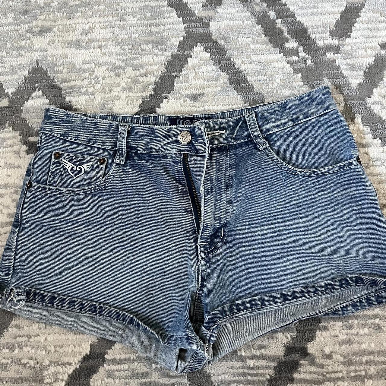angel denim shorts the cutest ever with the coolest... - Depop