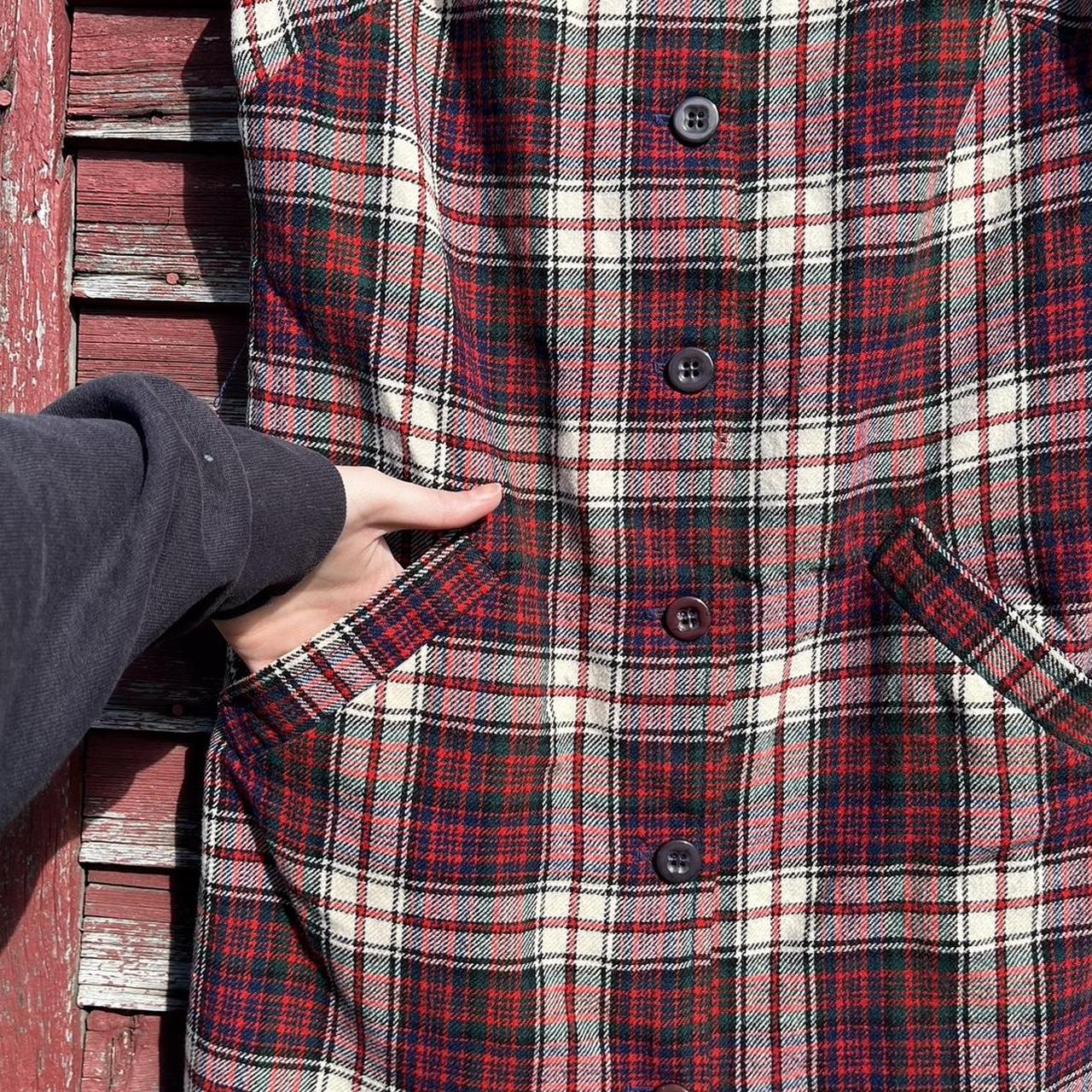 Vintage 1970s Pendleton wool plaid buttoned pinafore... - Depop