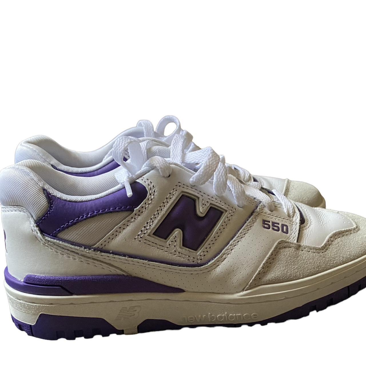 New Balance 550s White Purple 6.5 • In great... - Depop