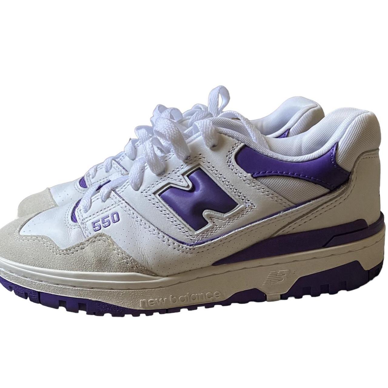 New Balance 550s White Purple 6.5 • In great... - Depop