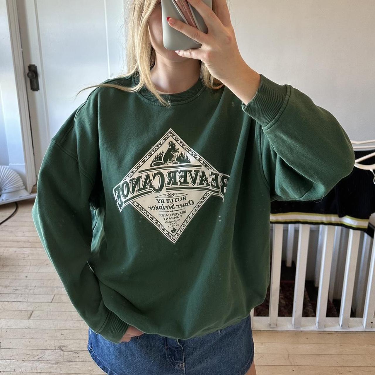 Green Roots oversized sweatshirt - size Medium (fits... - Depop