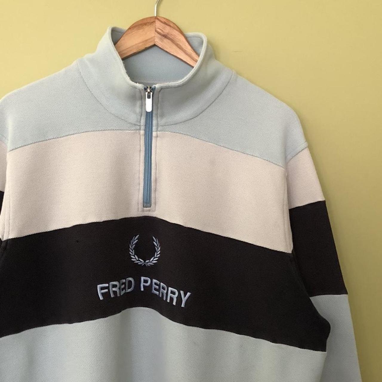 Vintage Fred Perry Striped Sweatshirt Baby... - Depop