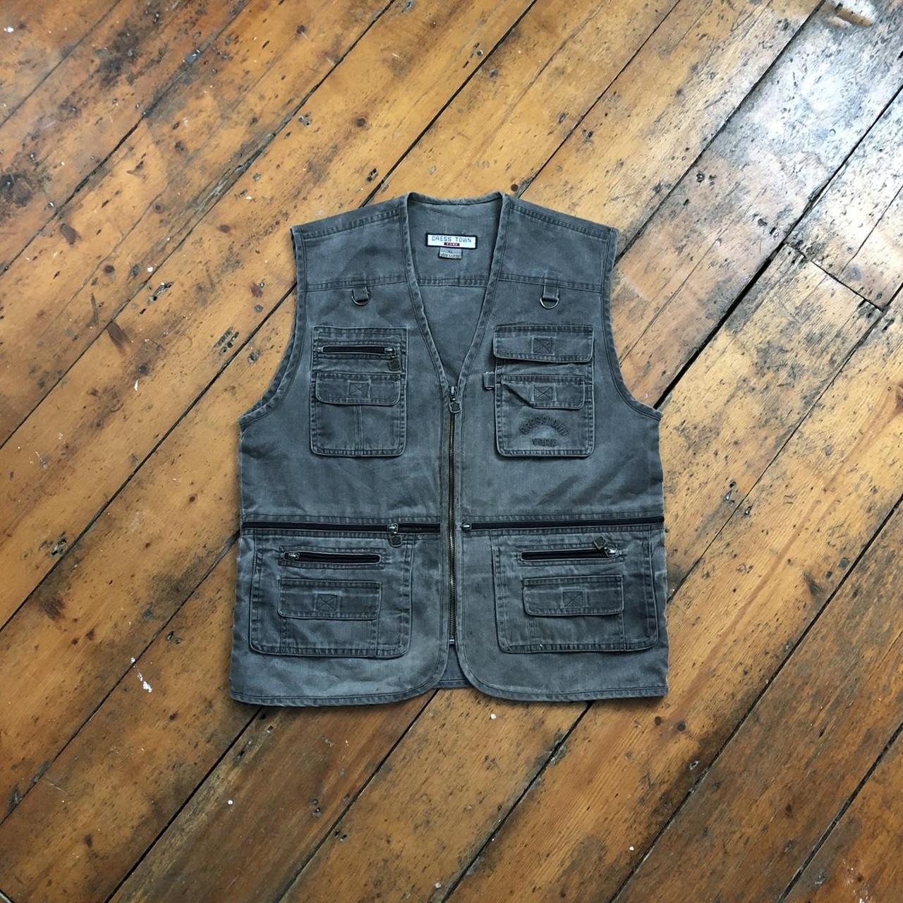 Vintage Dress Town York Utility Vest Grey Vintage... - Depop