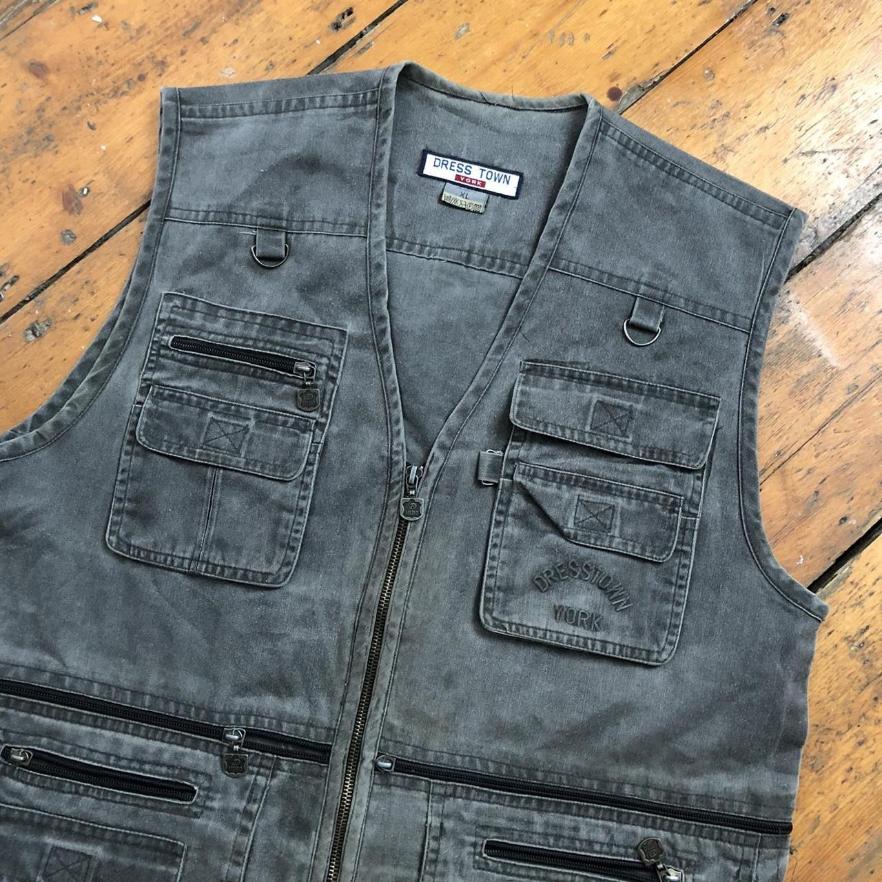 Vintage Dress Town York Utility Vest Grey Vintage... - Depop
