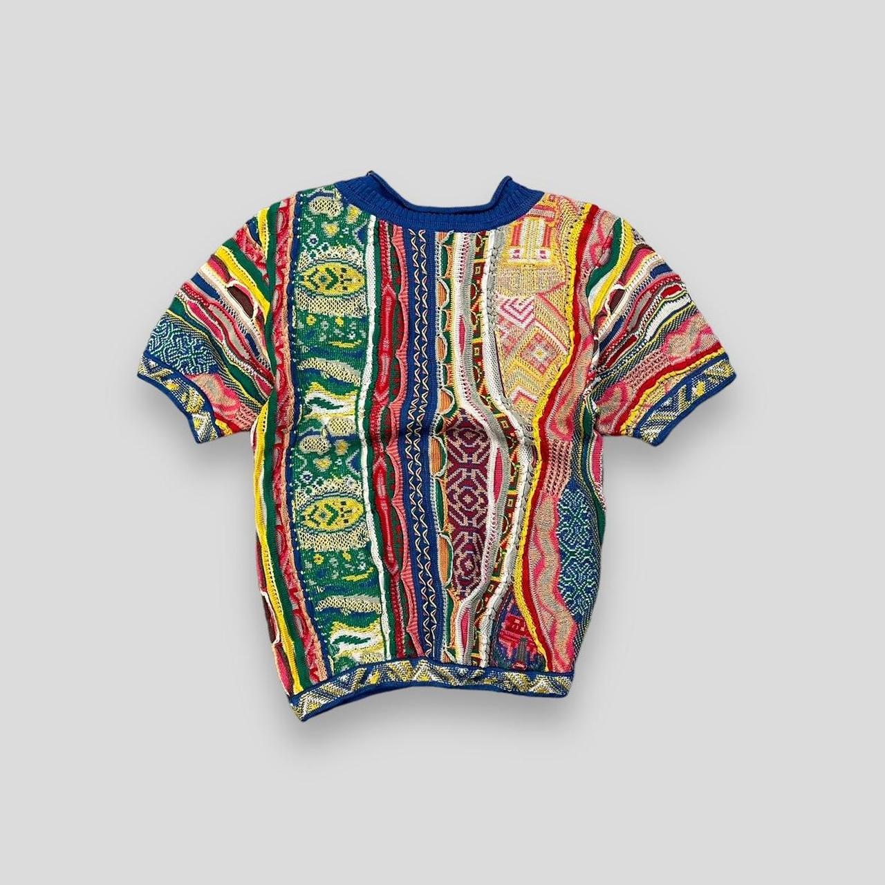 Vintage 90s COOGI Australia 3D Pattern Knit Short... - Depop