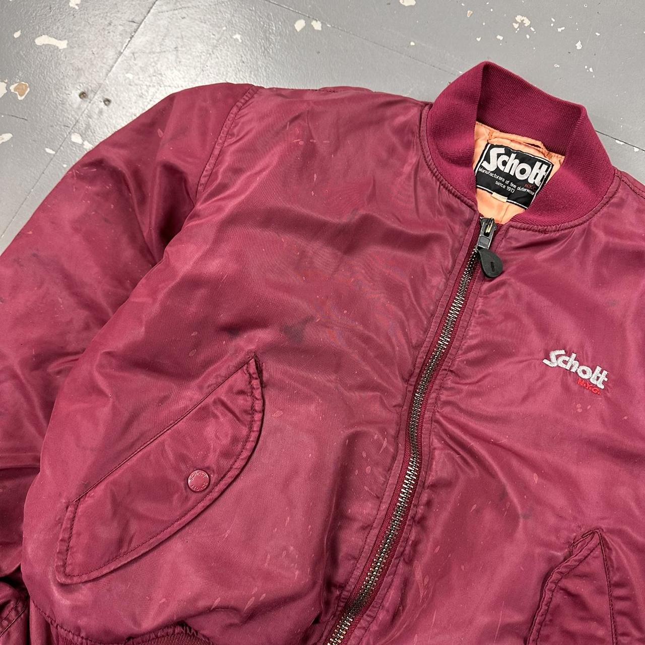 Vintage 90s Schott Full Zip Bomber Jacket Red... - Depop